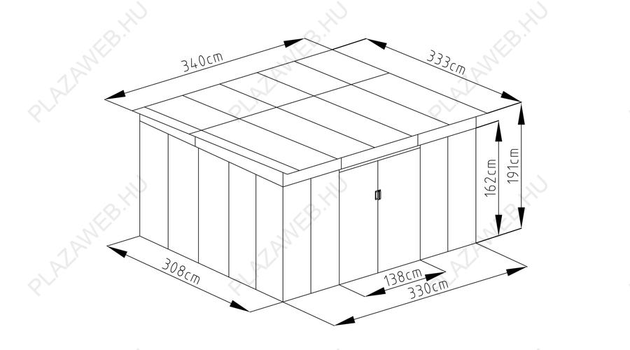 G21 GAH 1300 - 340 x 383 cm kerti ház, szürke - plazaweb.hu